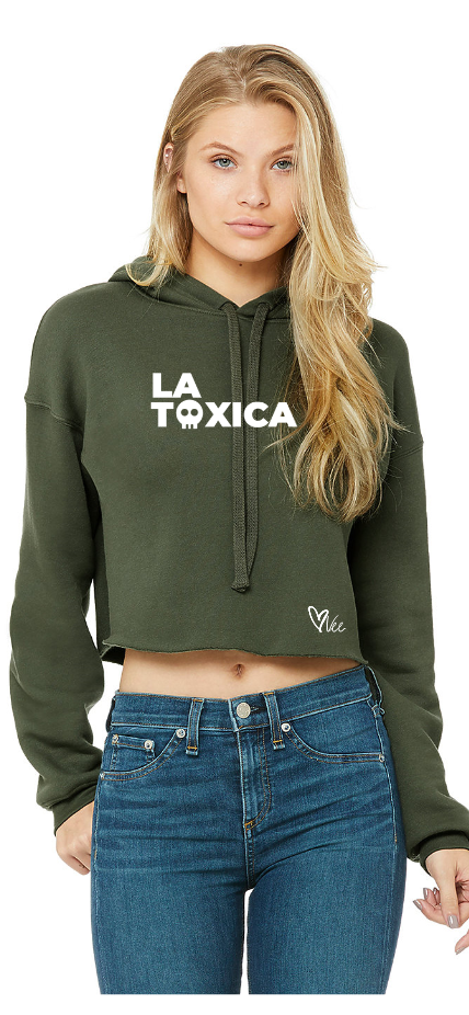 La Toxica - Military Green Cropped Hoodie – Vee Official